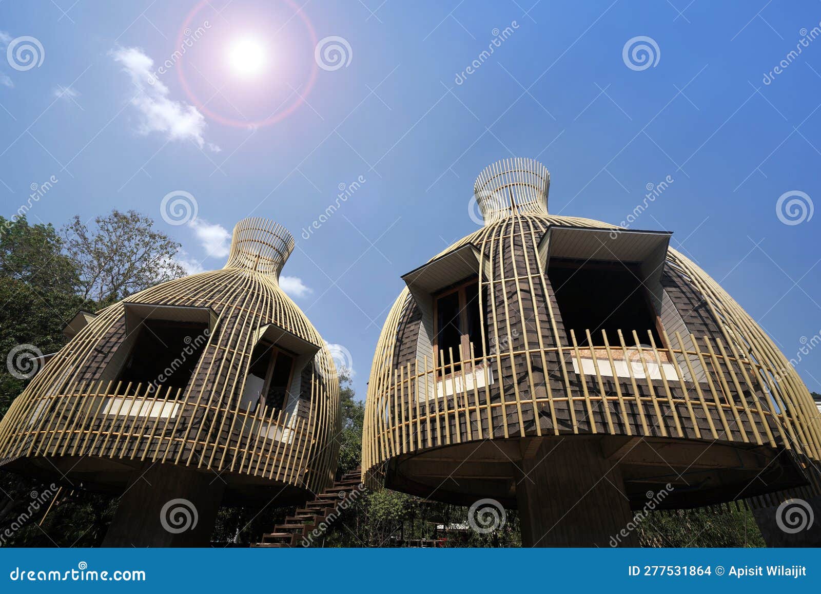 Bamboo Building Architecture Resort Style in Nature Background. Stock ...