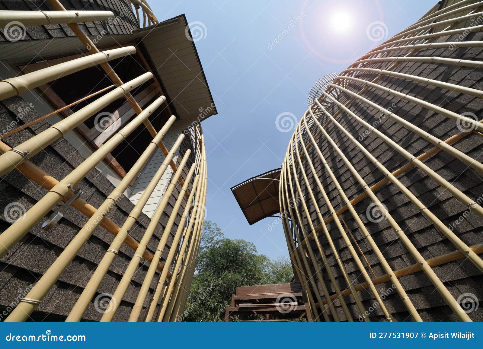 Bamboo Building Architecture Resort Style in Nature Background. Stock ...