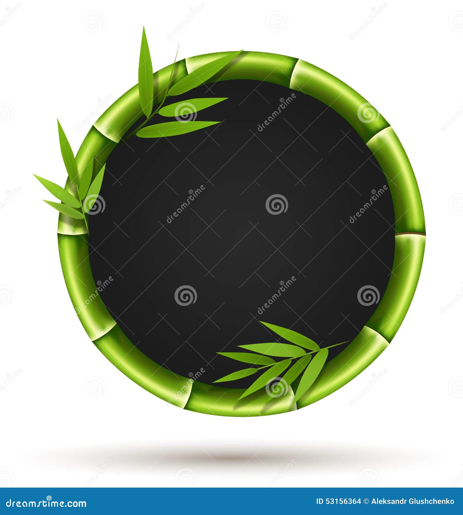 Bamboo Circle Frame with Leafs Isolated on White Stock Vector ...