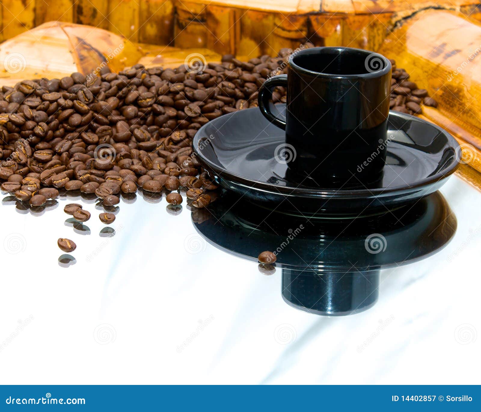 Bamboo coffee and cup stock image. Image of bean, caffeine - 14402857