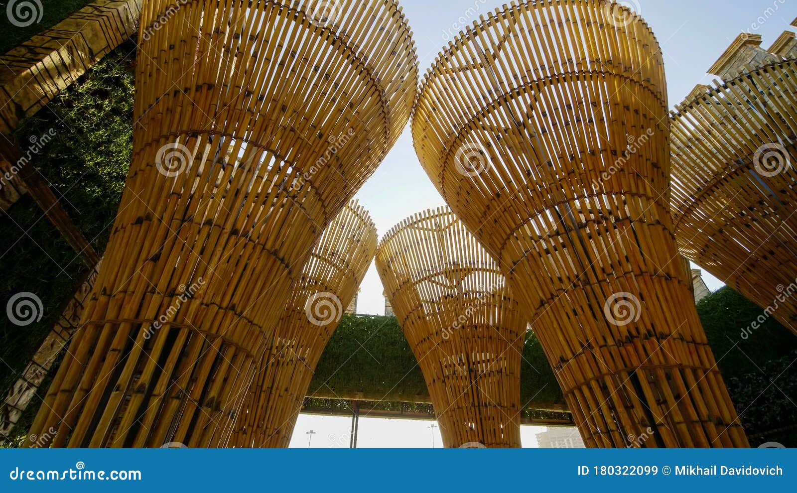 Bamboo Columns in Dubai Miracle Park. UAE. Editorial Stock Image ...