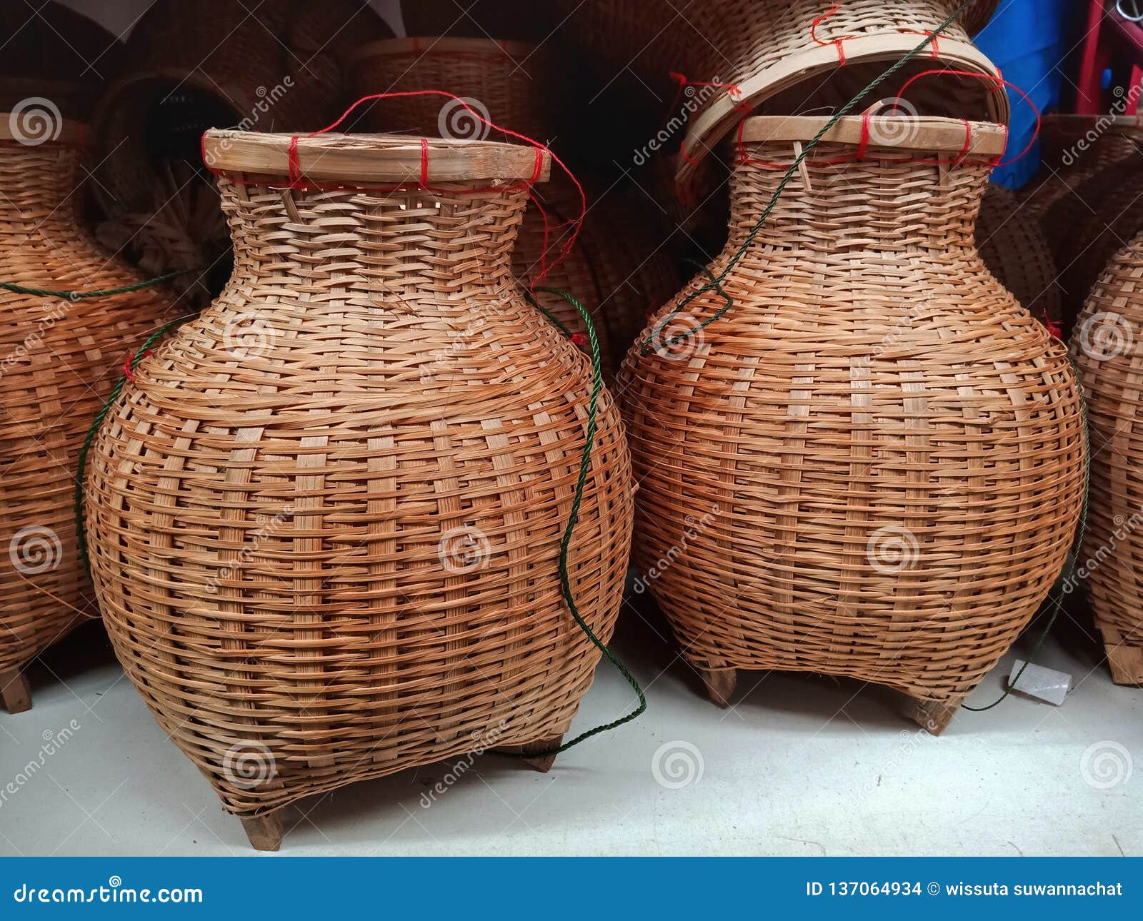 A Bamboo Container for Caught Fish Stock Photo - Image of outdoors ...