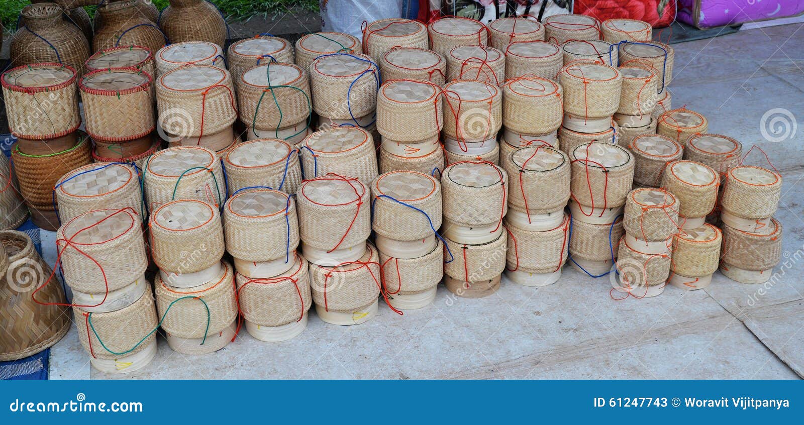 Bamboo Container for Cooked Rice Stock Image - Image of bamboo, package ...