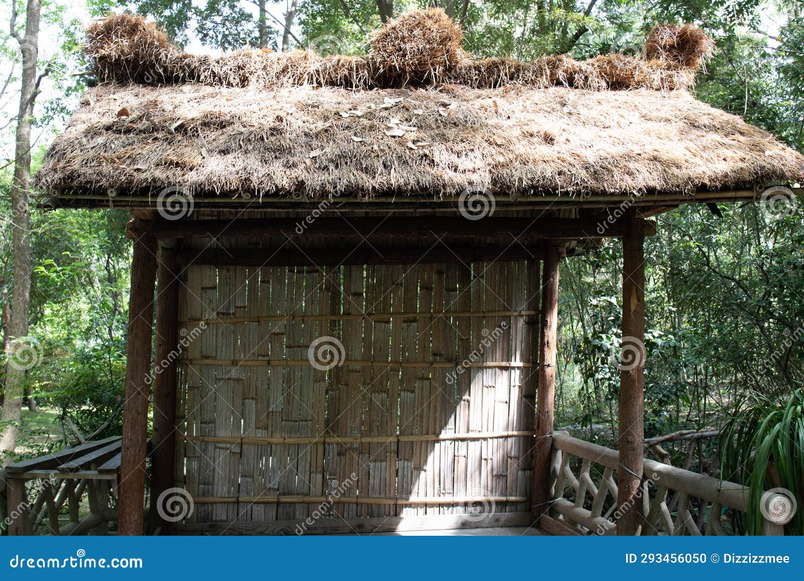 Bamboo cottage in China stock photo. Image of roof, aged - 293456050