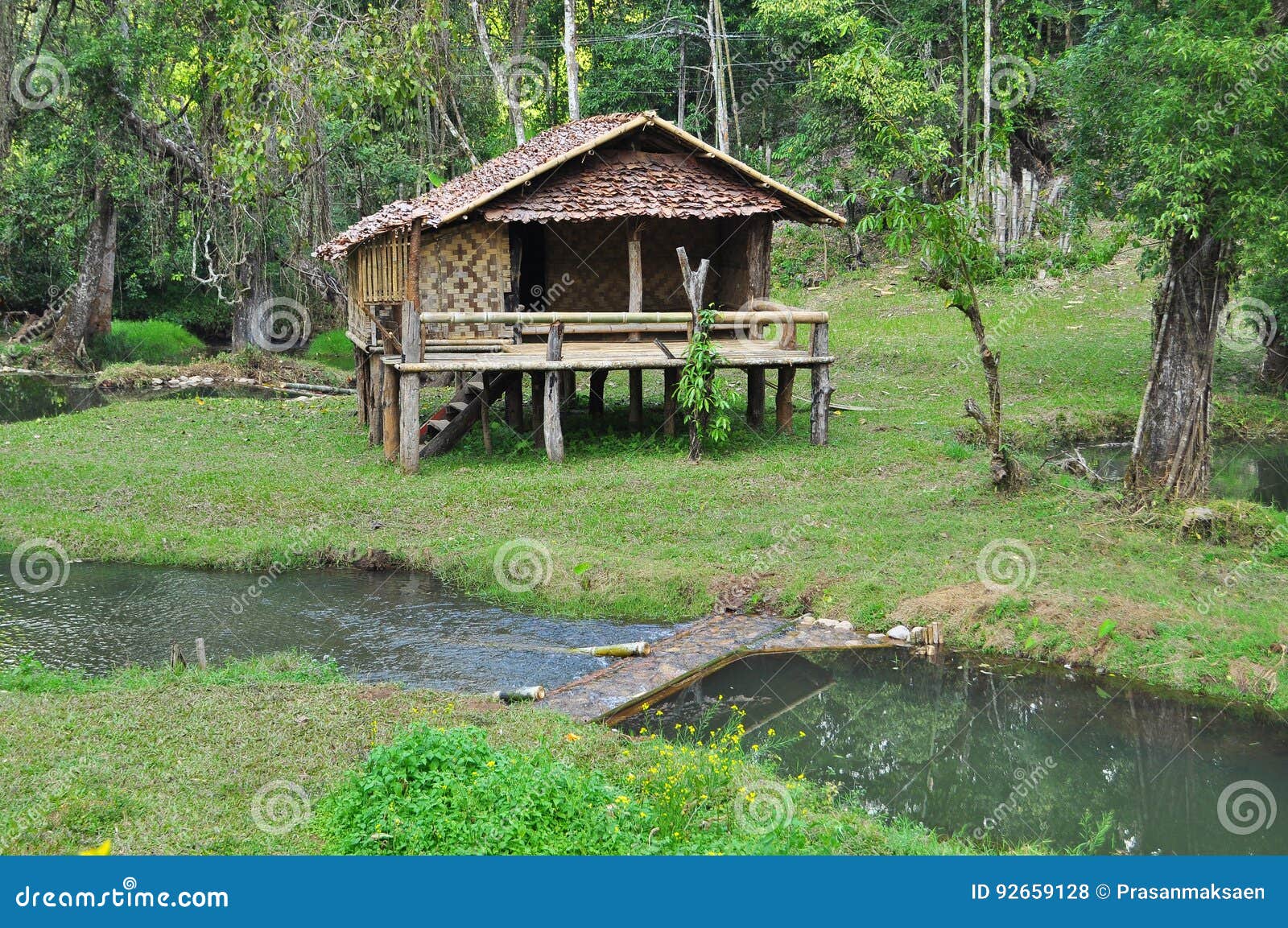 Bamboo cottage stock photo. Image of tourism, jungle - 92659128