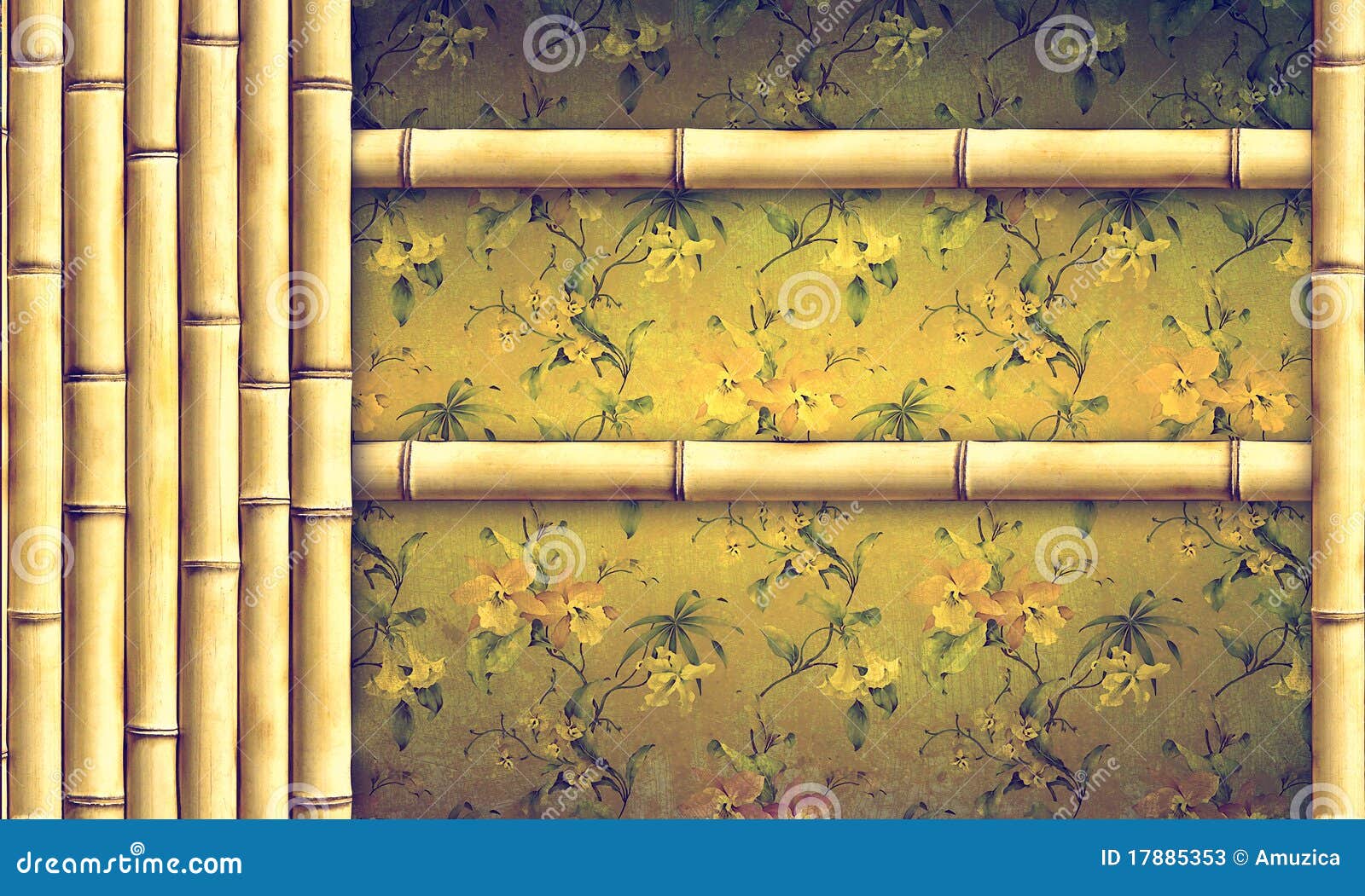 Bamboo and Decorative Floral Background Stock Illustration ...