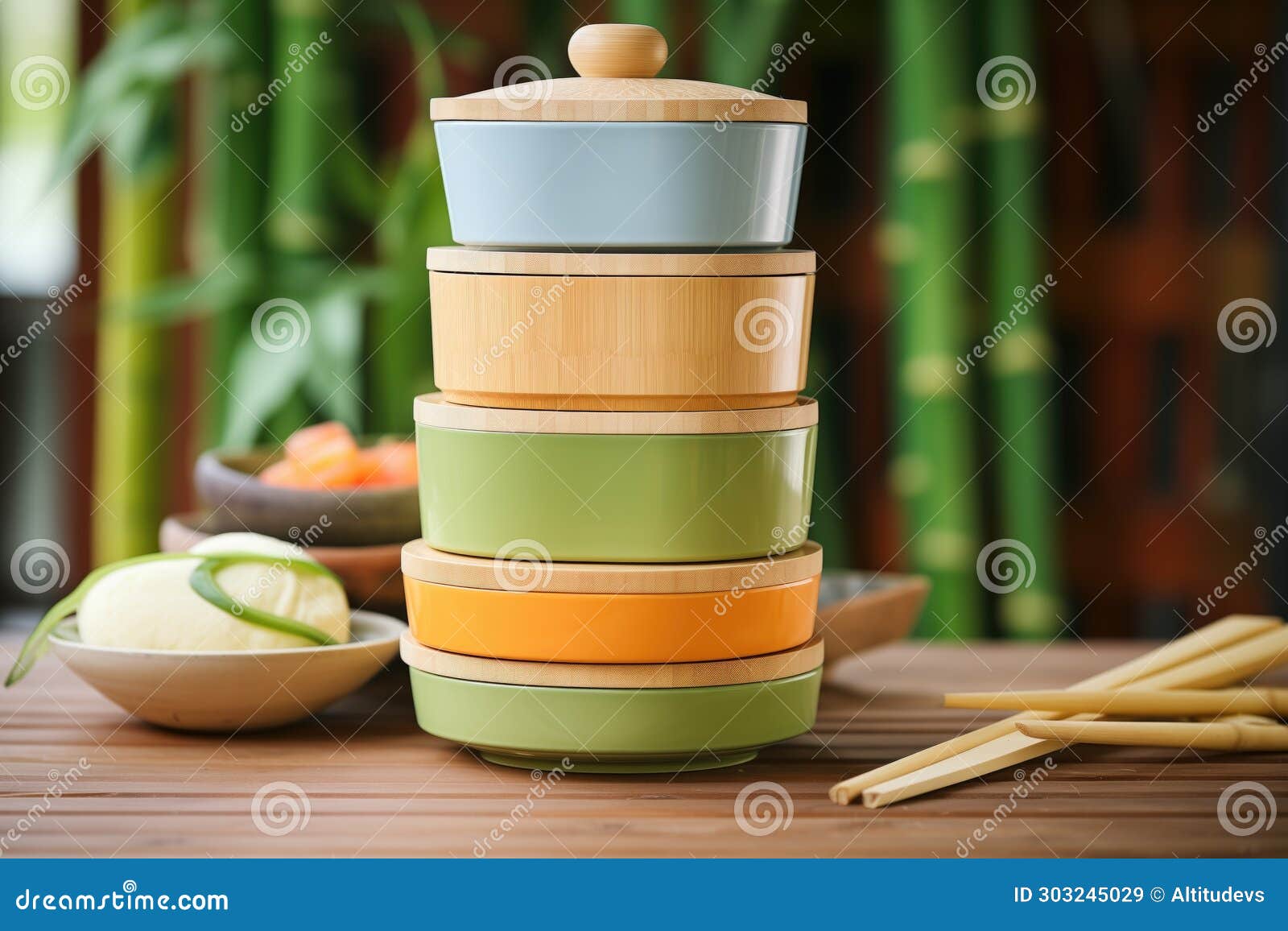 Bamboo Fiber Food Containers in Stack Stock Image - Image of ...