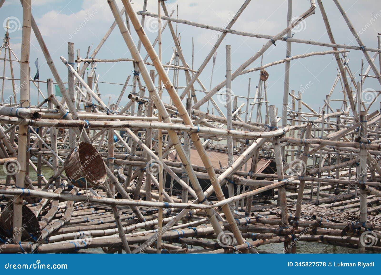 Bamboo Fish Traps in Waterway Constructed with Intricate Wooden ...