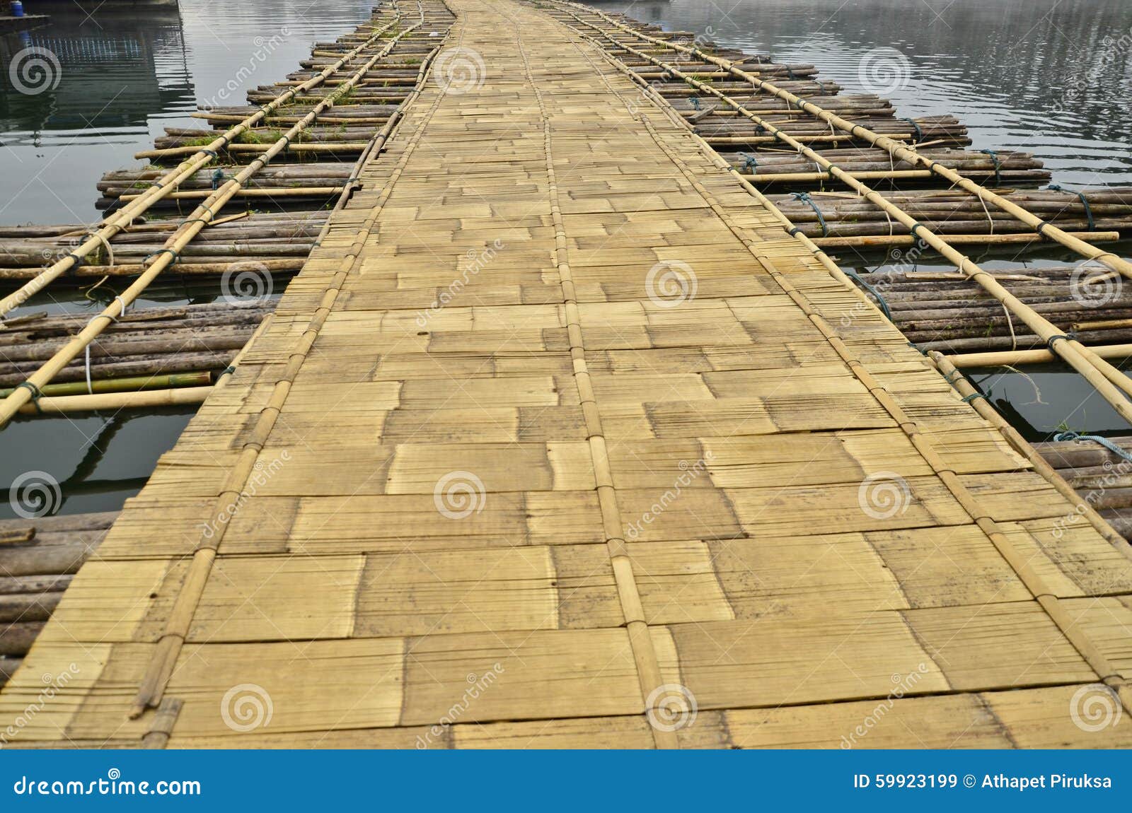 Bamboo Floor of Floating Bridge Stock Image - Image of float, bridge ...