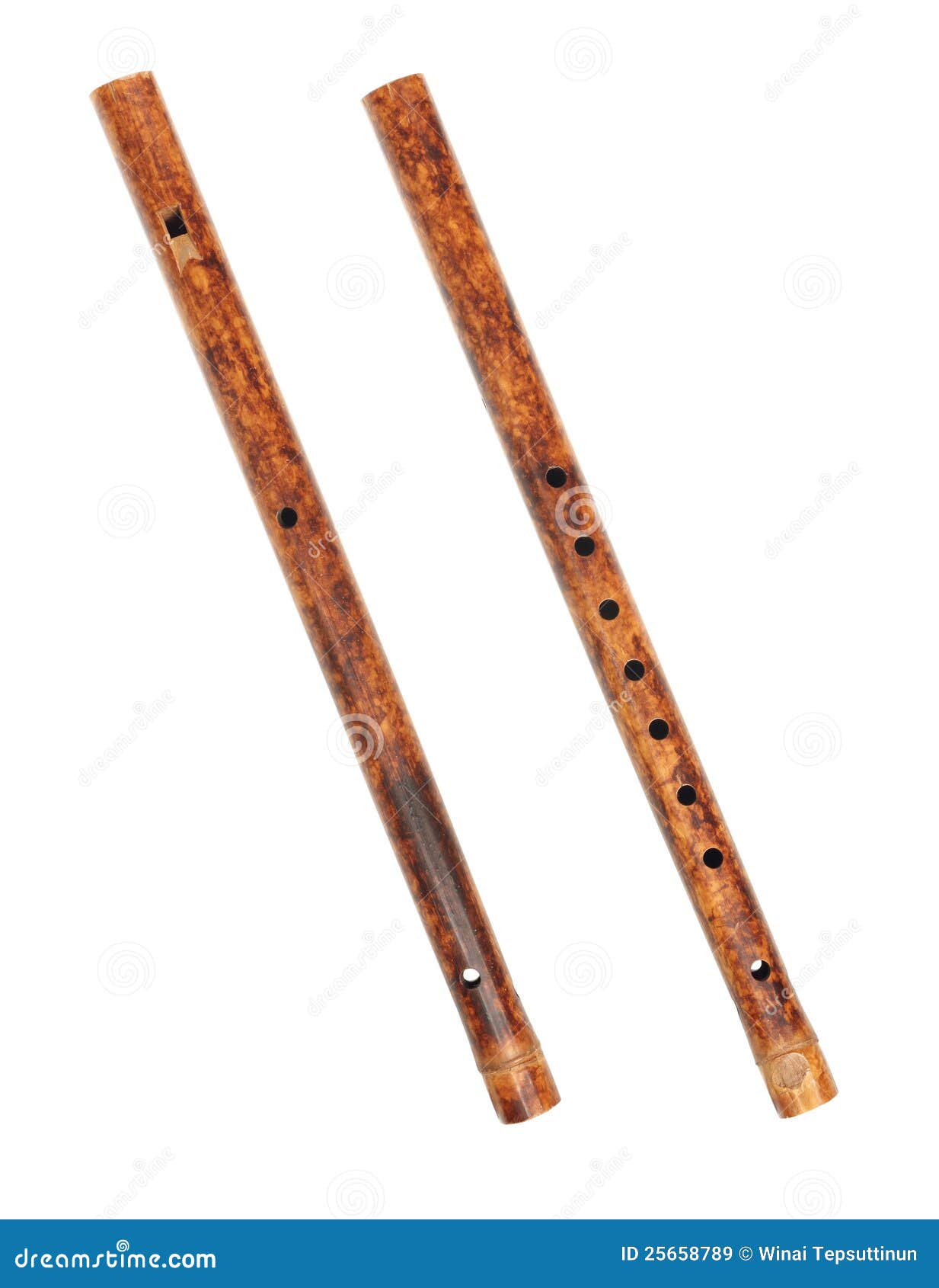 Bamboo Flute. Simple Wind Instrument On Yellow Background Stock Photo ...