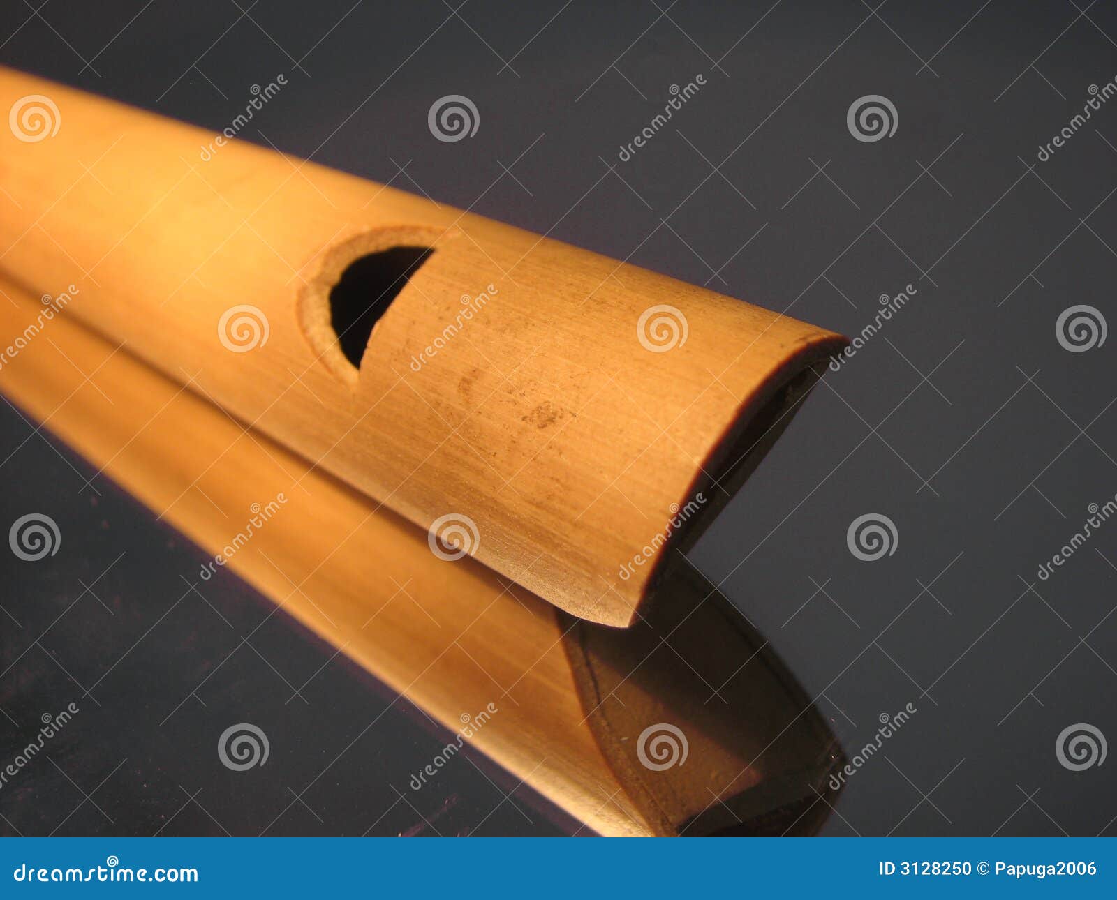 Bamboo Flute. Simple Wind Instrument On Yellow Background Stock Image ...