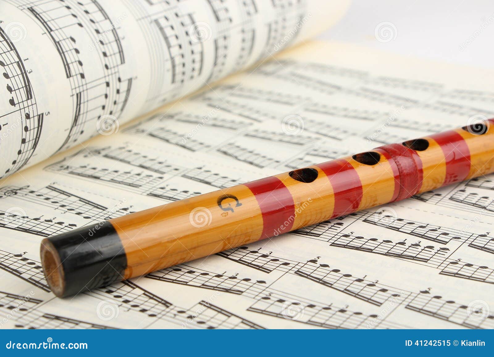 Bamboo Flute. Simple Wind Instrument On Yellow Background Stock Image ...