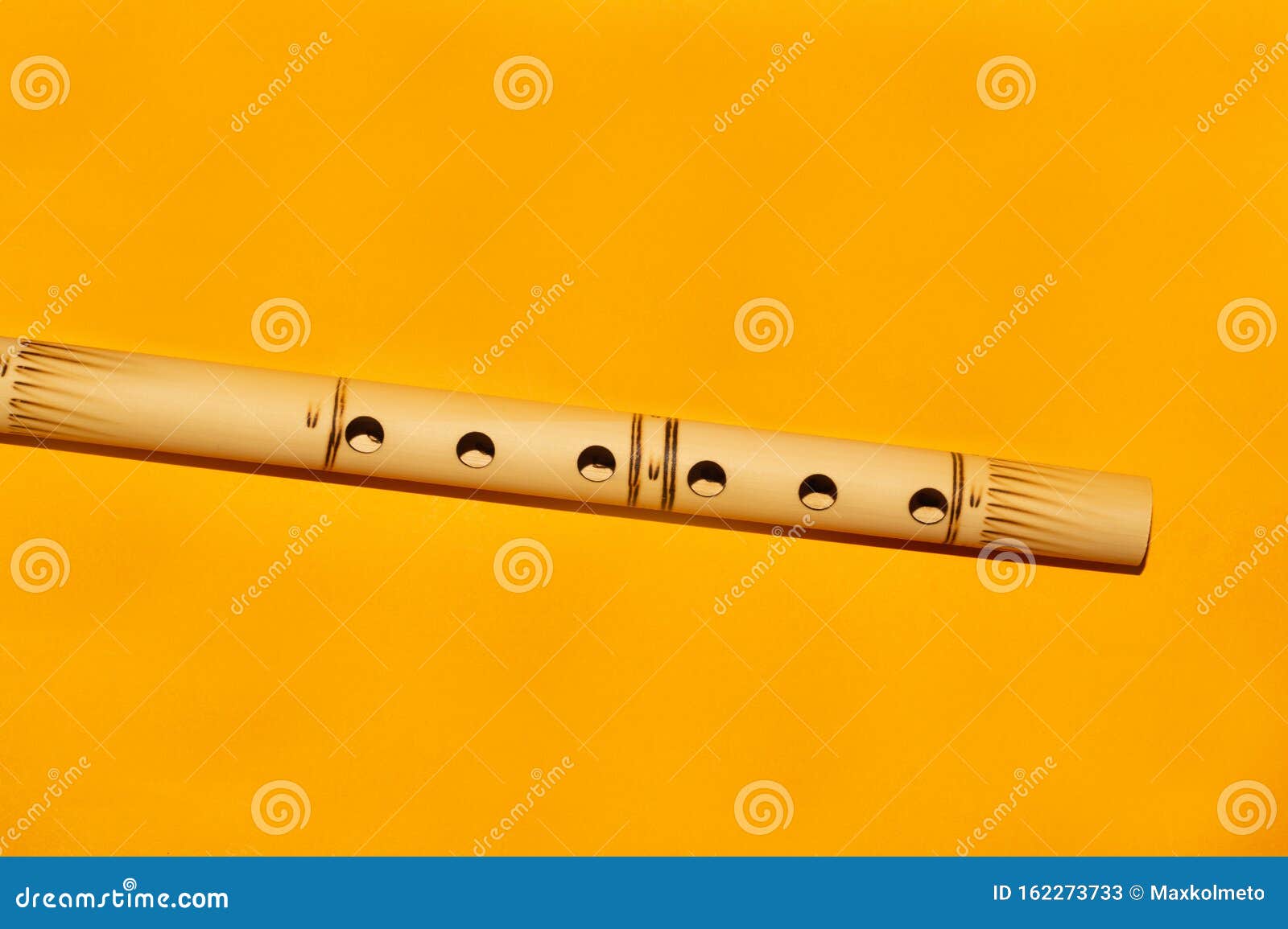 Bamboo Flute. Simple Wind Instrument On Yellow Background Stock Image ...