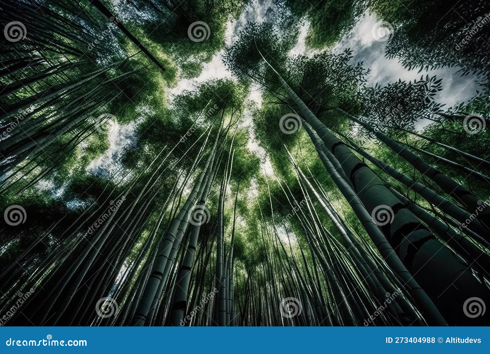 Bamboo Forest with the Contrast of White Clouds in the Sky Stock ...