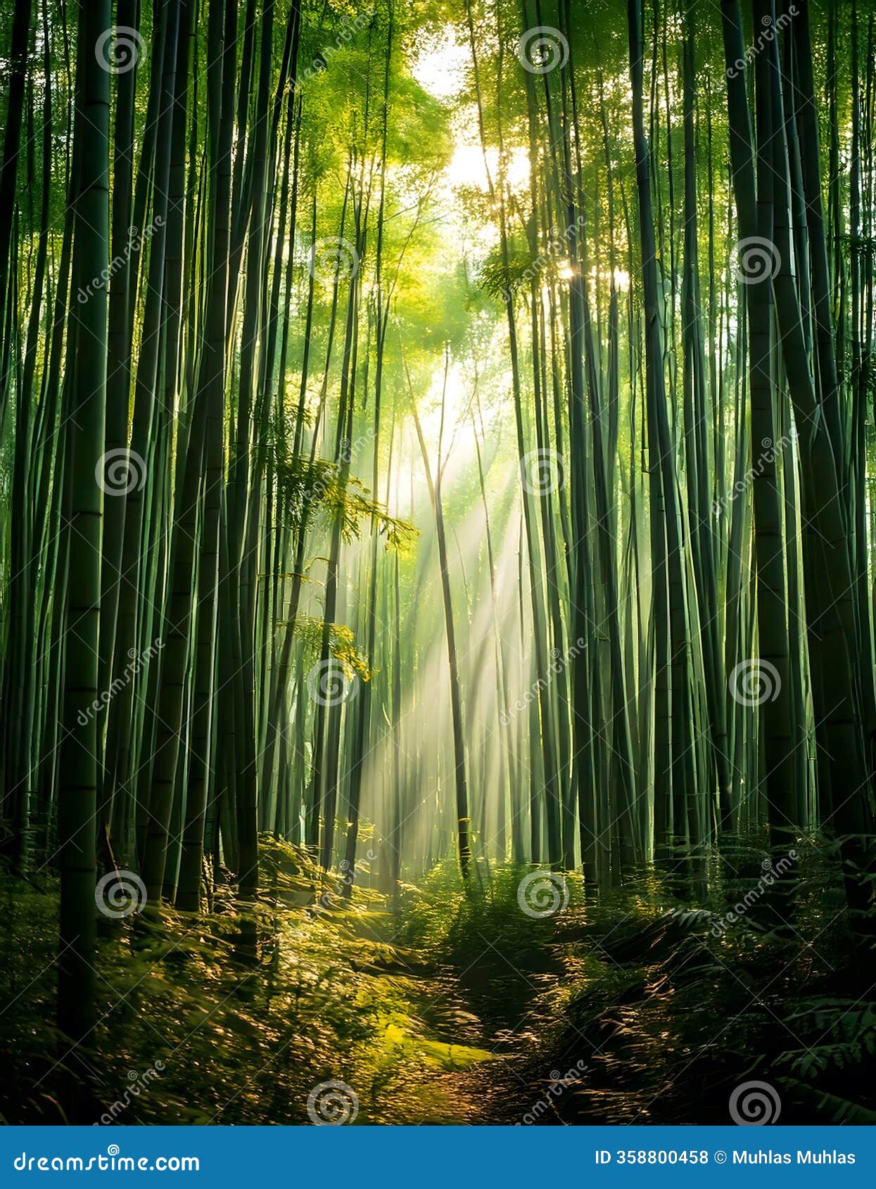 Bamboo Forest with Light Rays Stock Illustration - Illustration of ...