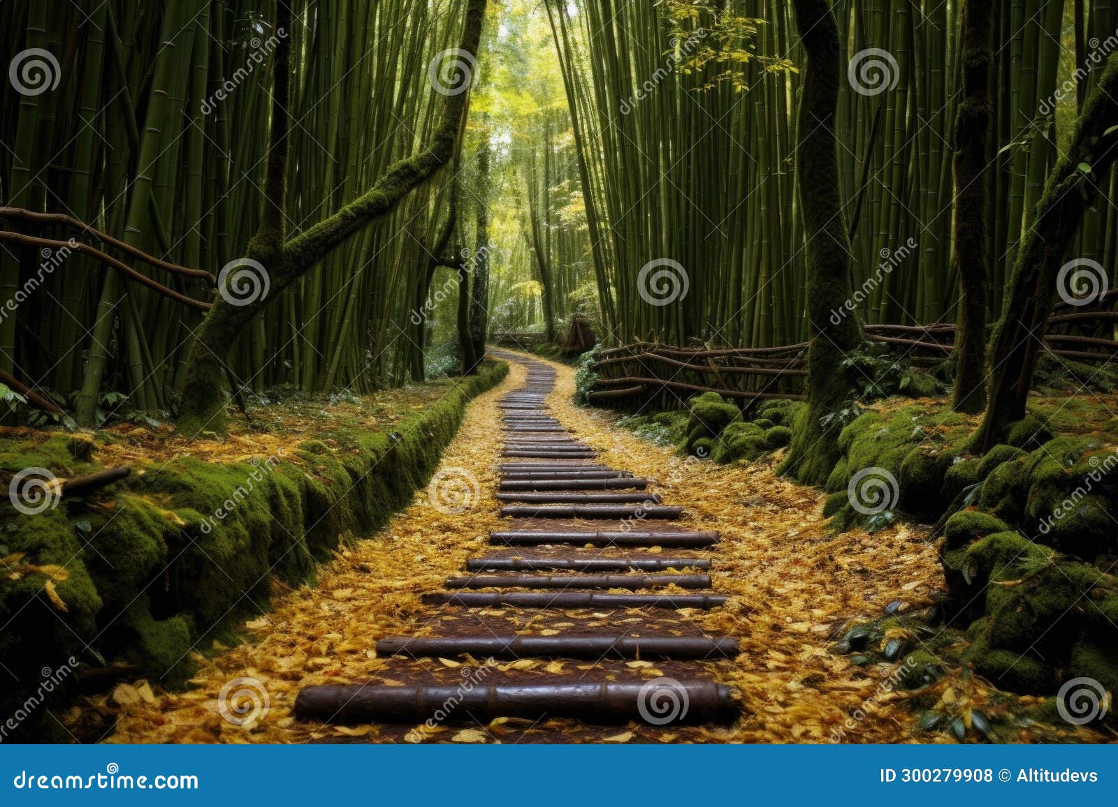 Bamboo Forest Path Covered in Fallen Leaves Stock Photo - Image of path ...