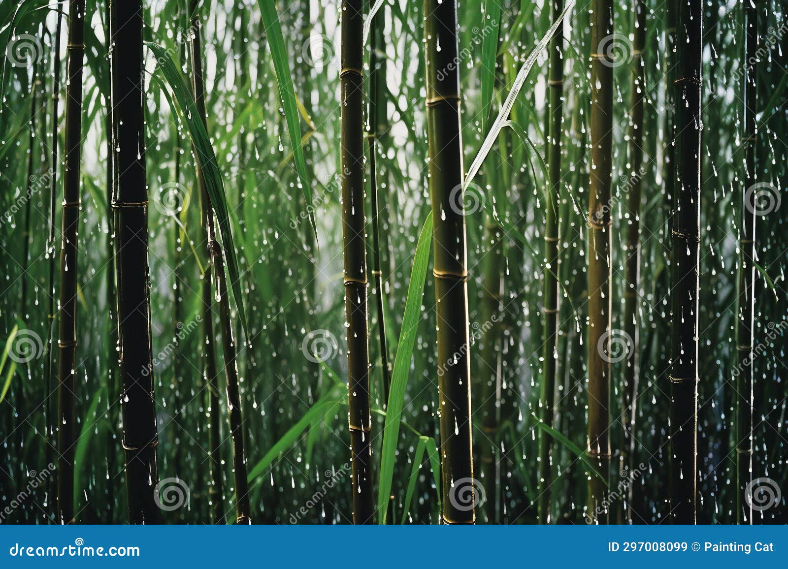 Bamboo Forest with Rain Drops in the Morning, Natural Background Stock ...