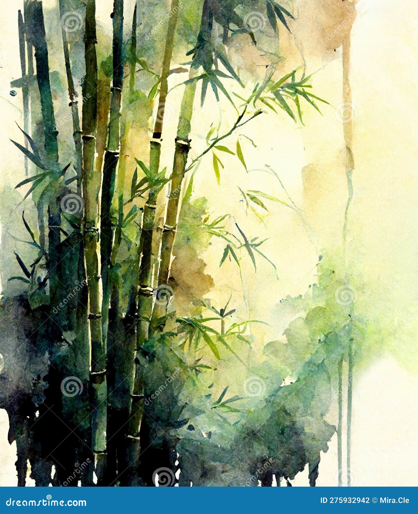 Bamboo Forest Watercolor Painting, Created with Generative AI Stock ...
