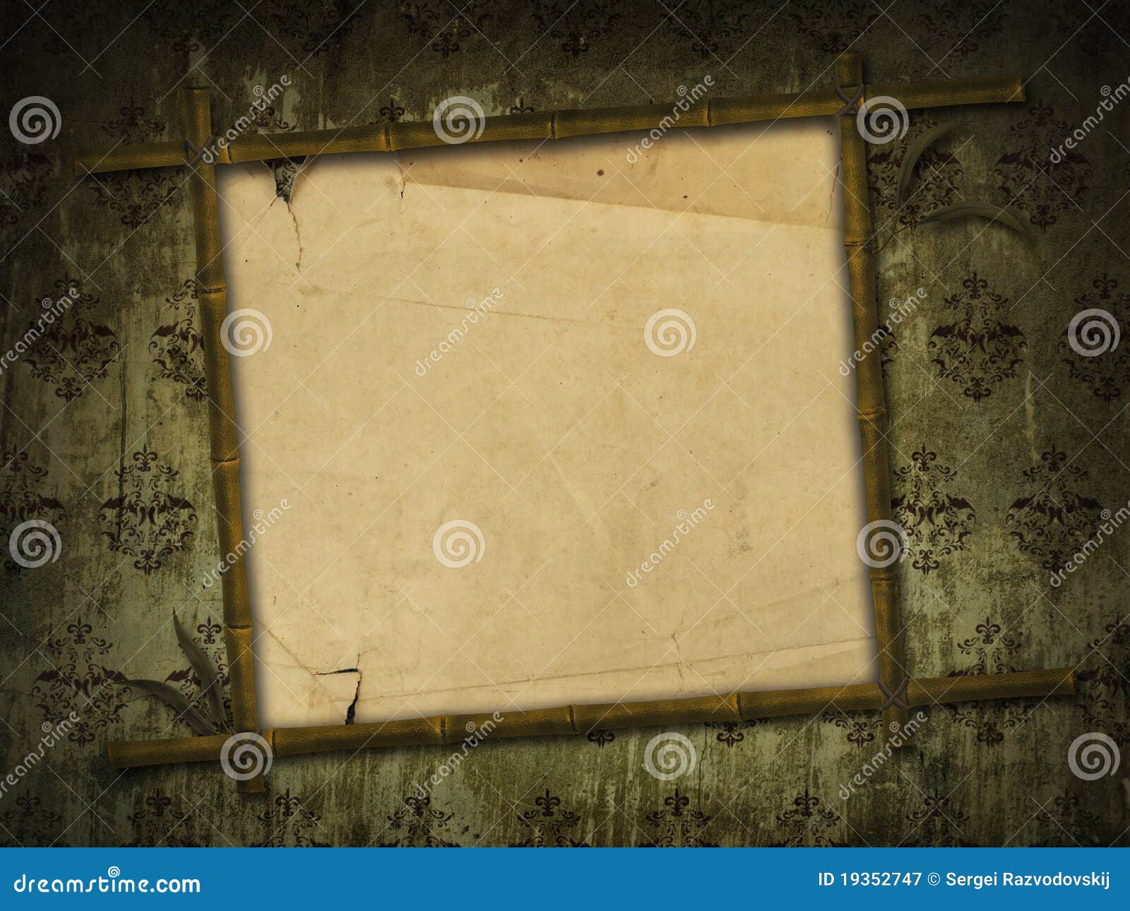 Bamboo Frame with Ancient Paper Stock Image - Image of built, blank ...