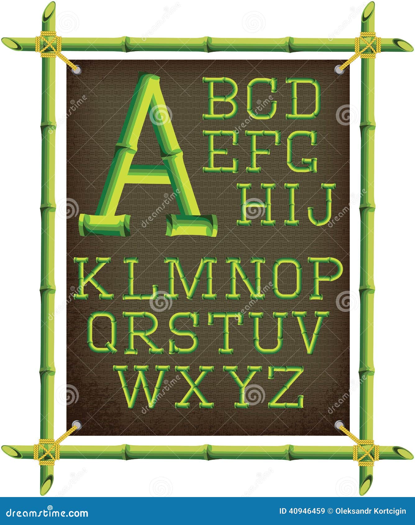 Bamboo Frame with Canvas and Alphabet Stock Vector - Illustration of ...