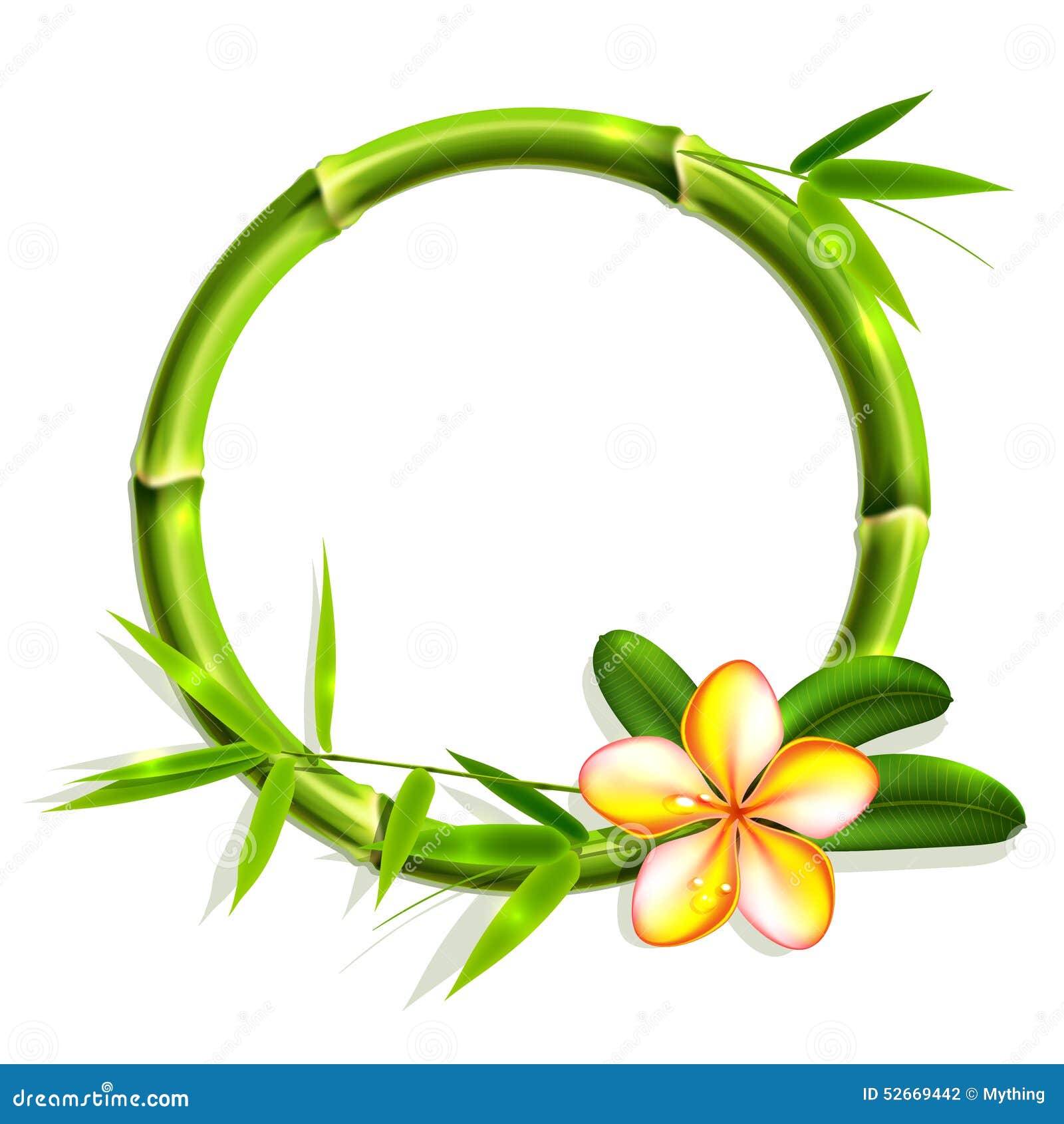 Bamboo frame with flower. stock vector. Illustration of asia - 52669442