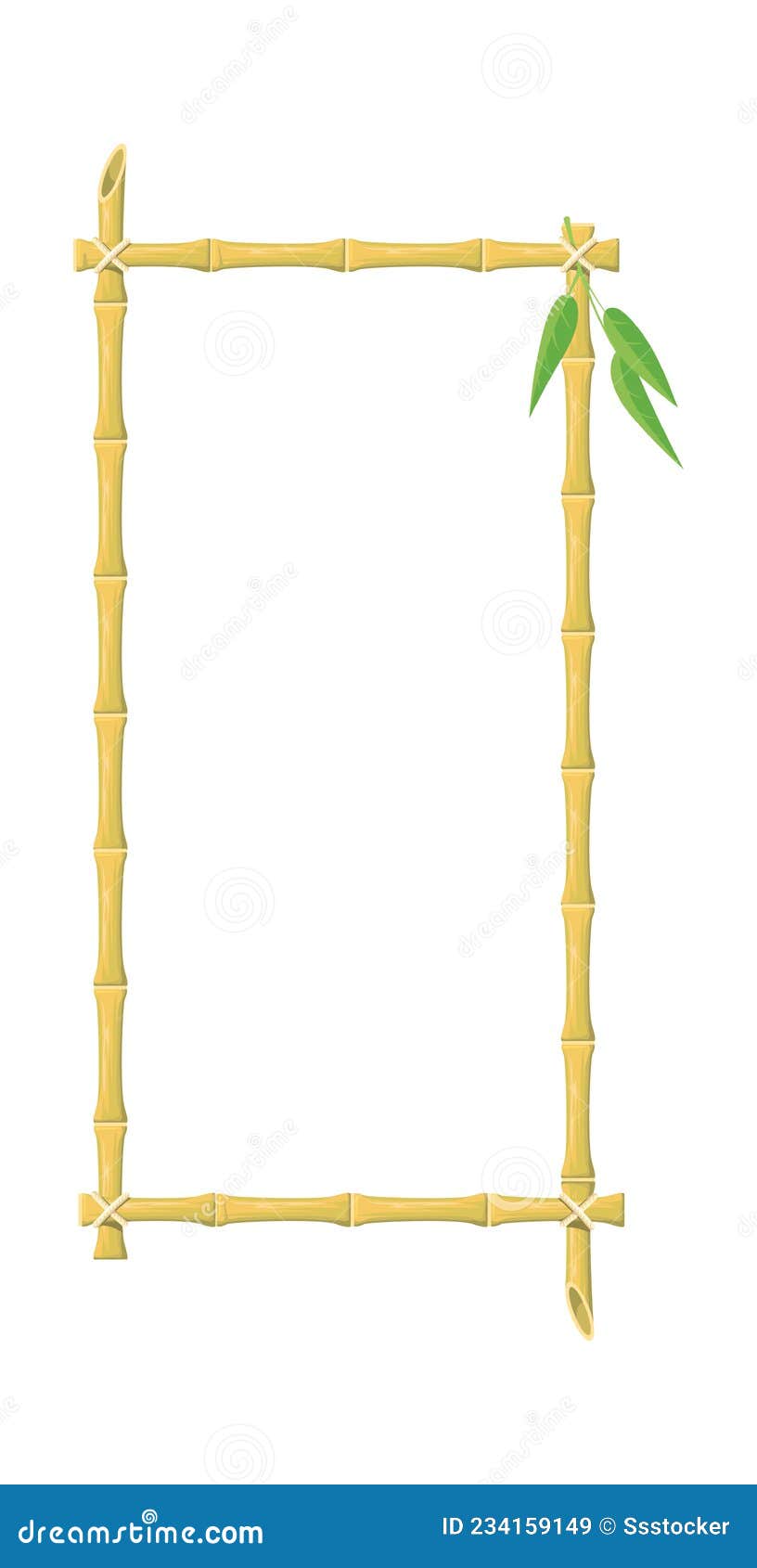 Bamboo Frame with Leaves. Asian Brown Sticked Rectangle for Design ...