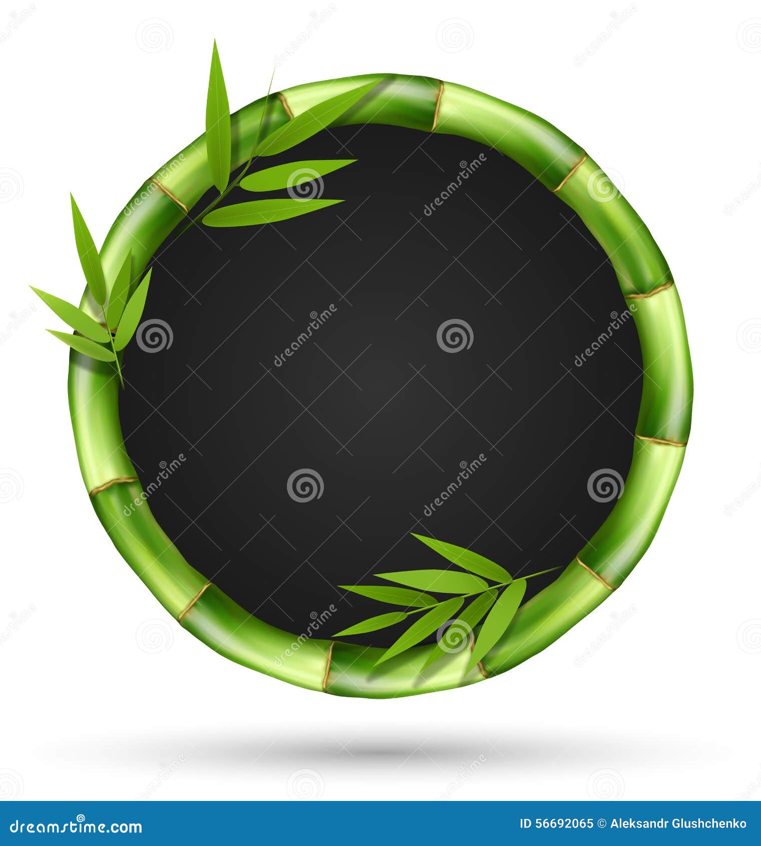 Bamboo Grass Circle Frame with Leafs on White Stock Vector ...
