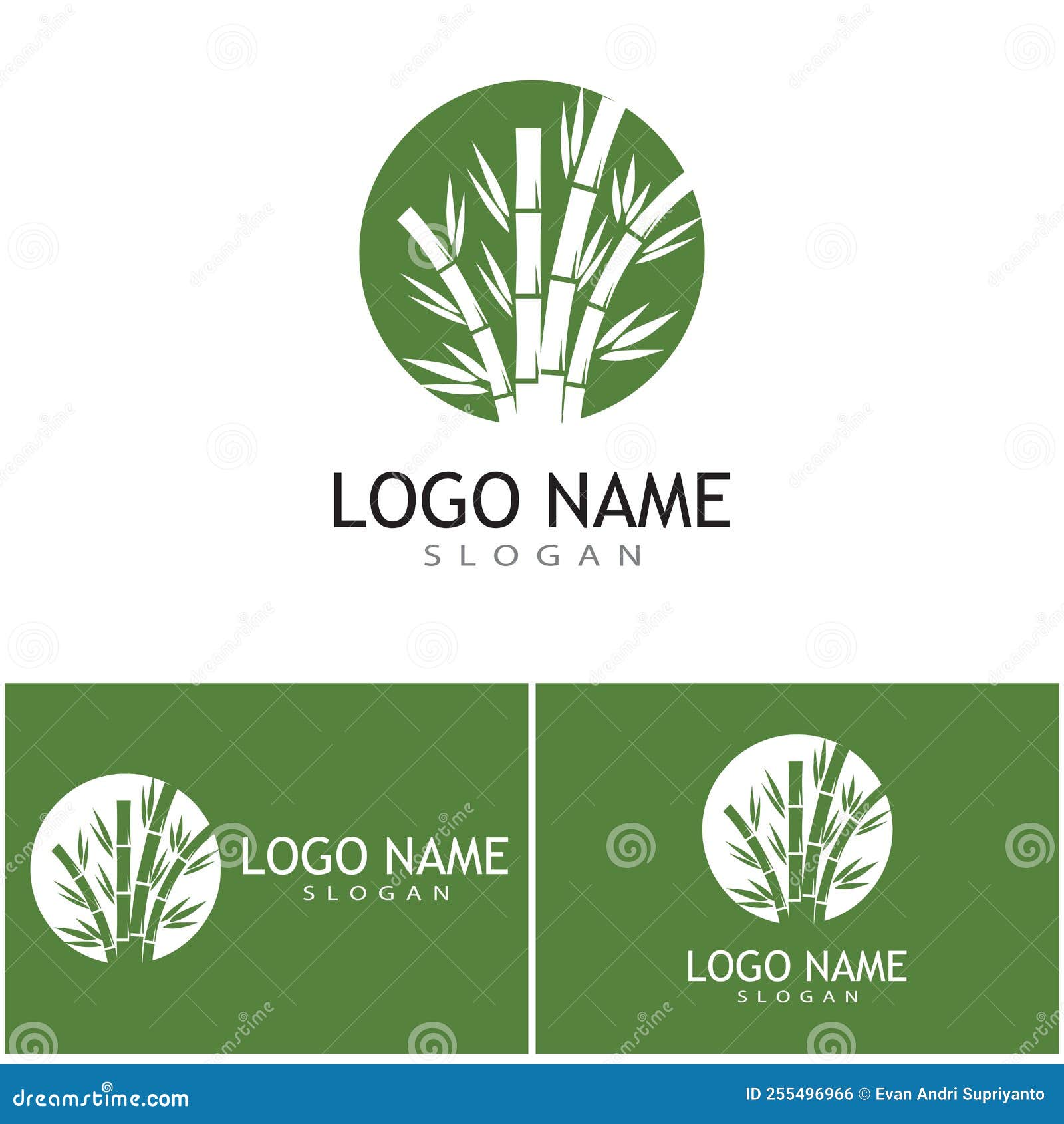 Bamboo with Green Leaf Logo Ilustration Vector Template Stock Vector ...