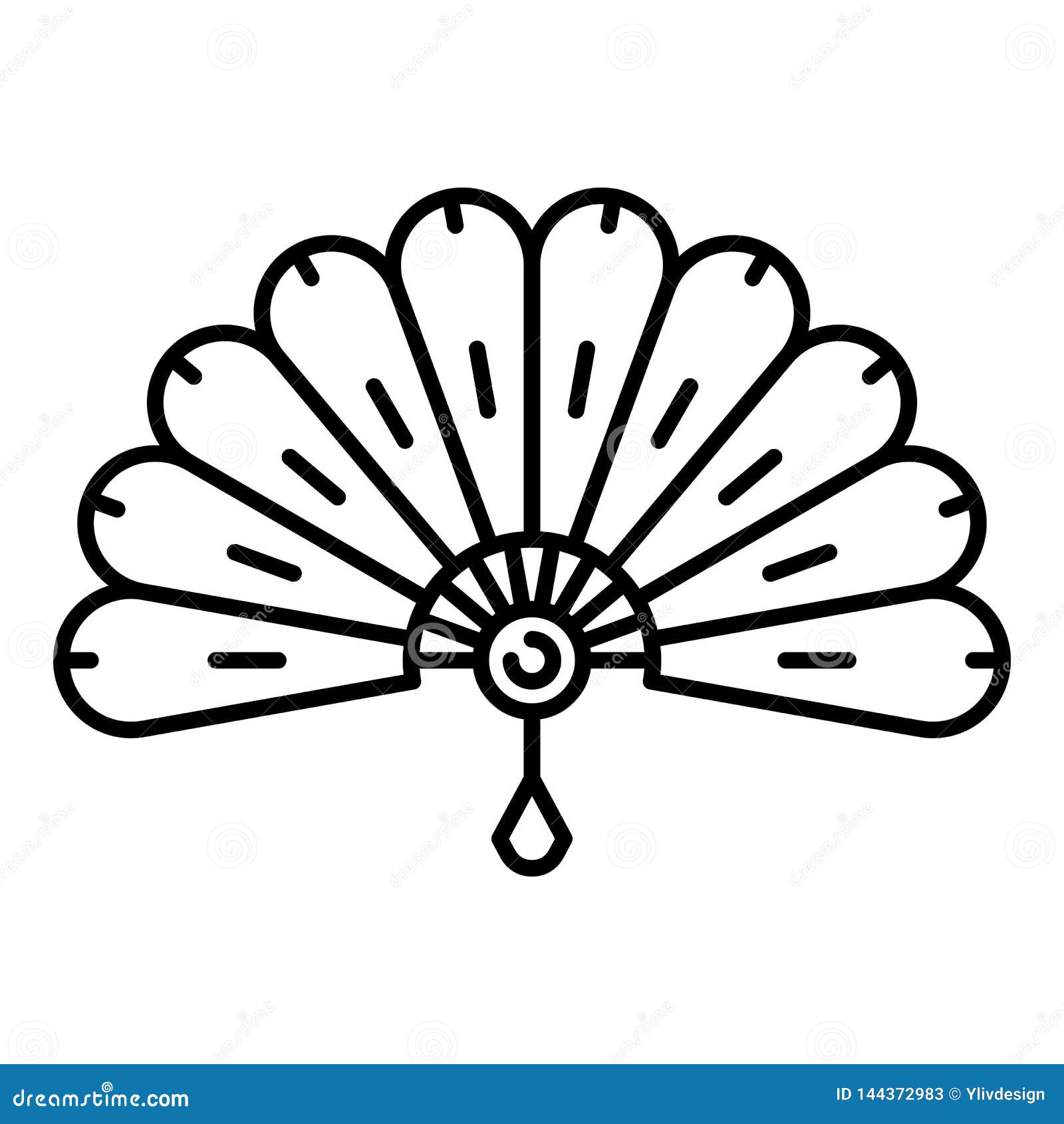Bamboo Hand Fan Icon, Outline Style Stock Vector - Illustration of ...