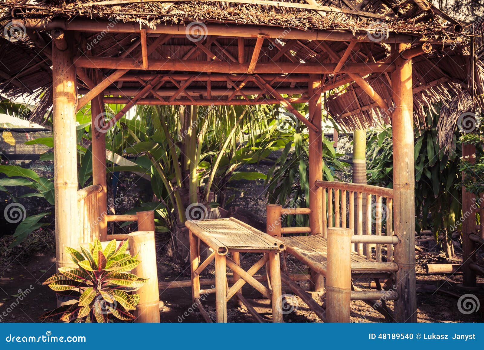 Bamboo Hut on Native Style of Thailand Stock Photo - Image of flora ...