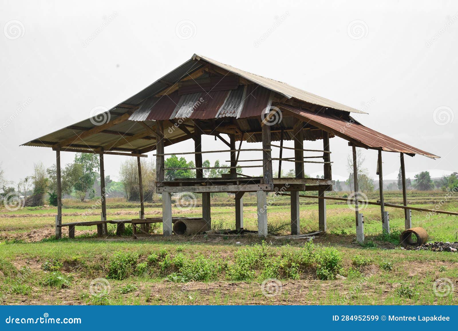 Bamboo Hut with Old Galvanized Metal Roof Stock Image - Image of asia ...