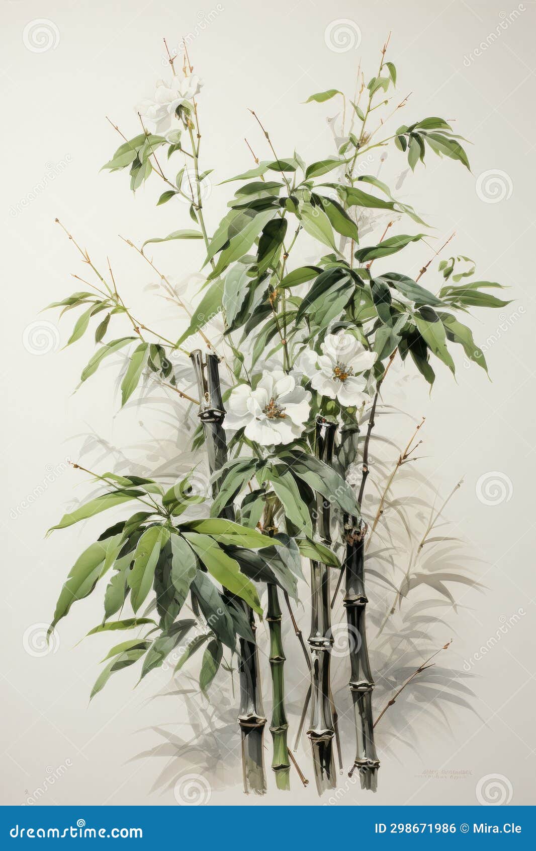 Bamboo Ink Painting, Created with Generative AI Stock Illustration ...