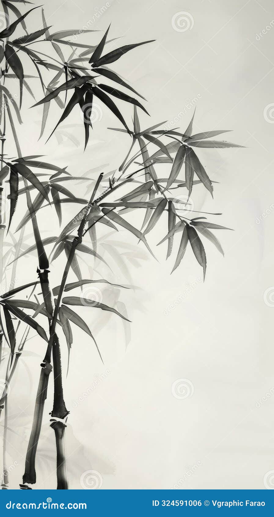 Bamboo Ink Painting on White Background Stock Photo - Image of white ...