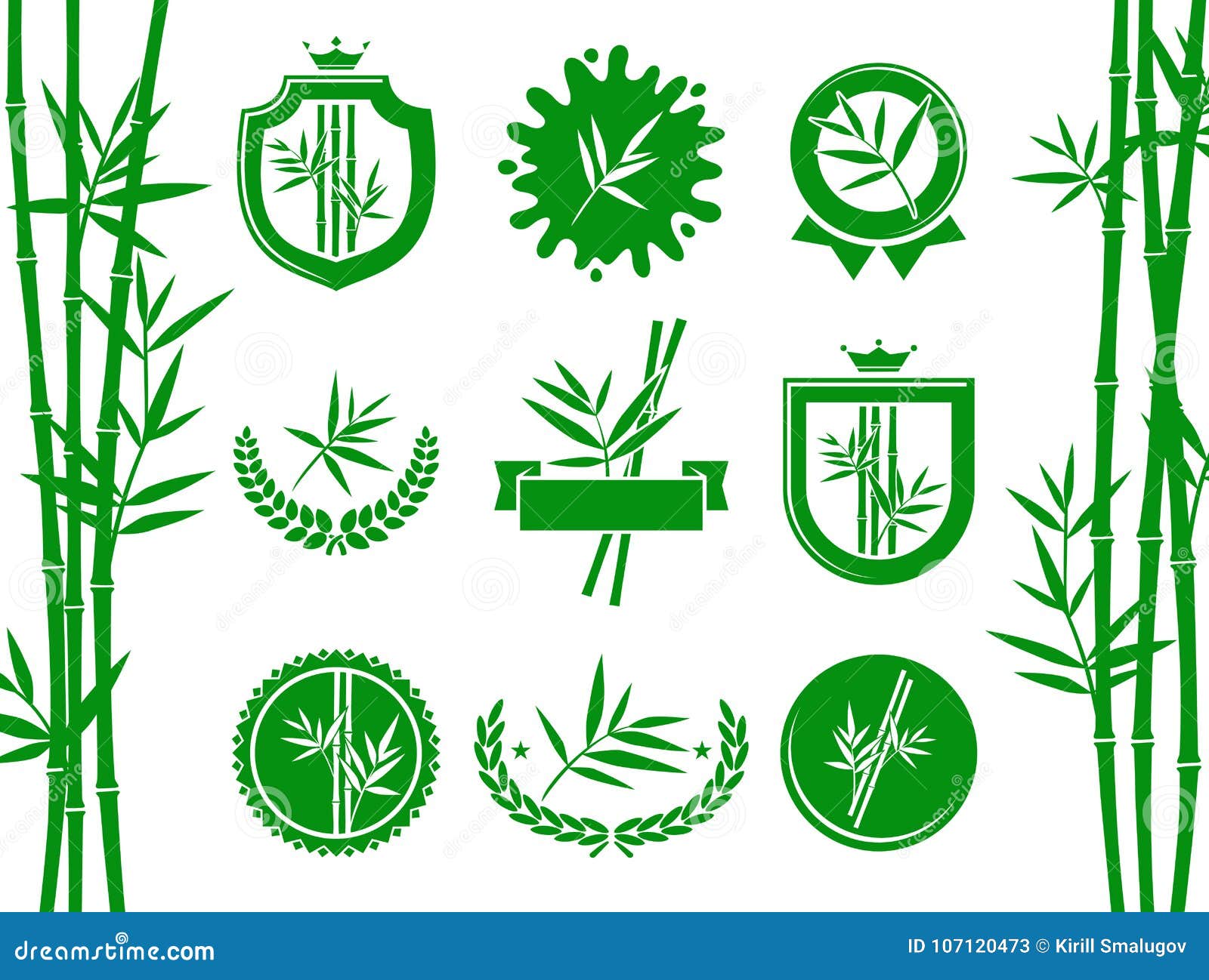 Bamboo Labels and Elements Set. Vector Stock Vector - Illustration of ...