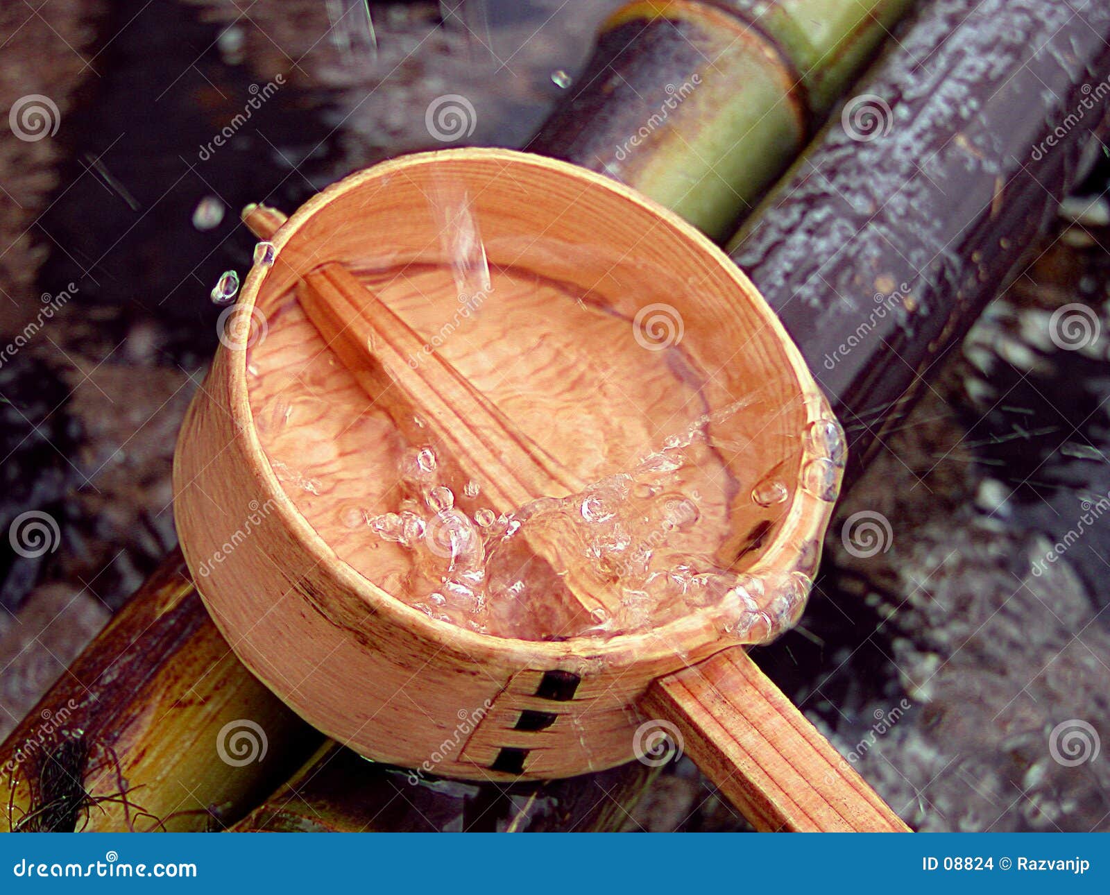 Bamboo Ladle And Splash Picture. Image: 8824