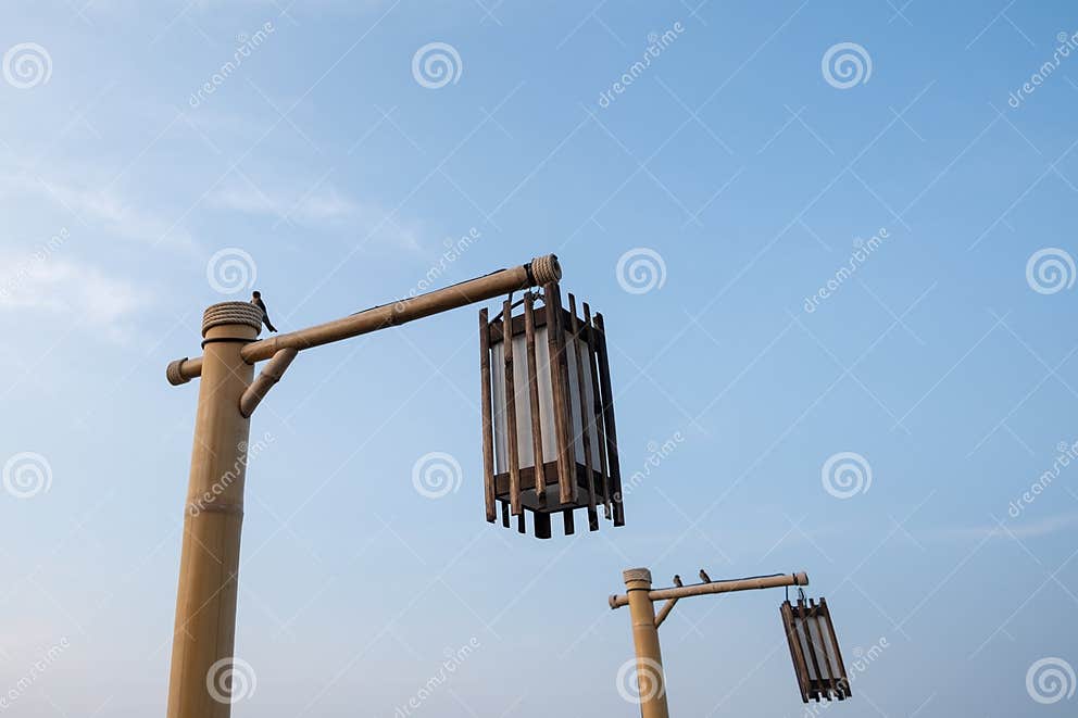 Bamboo lamp post stock image. Image of nature, romantic - 316928723