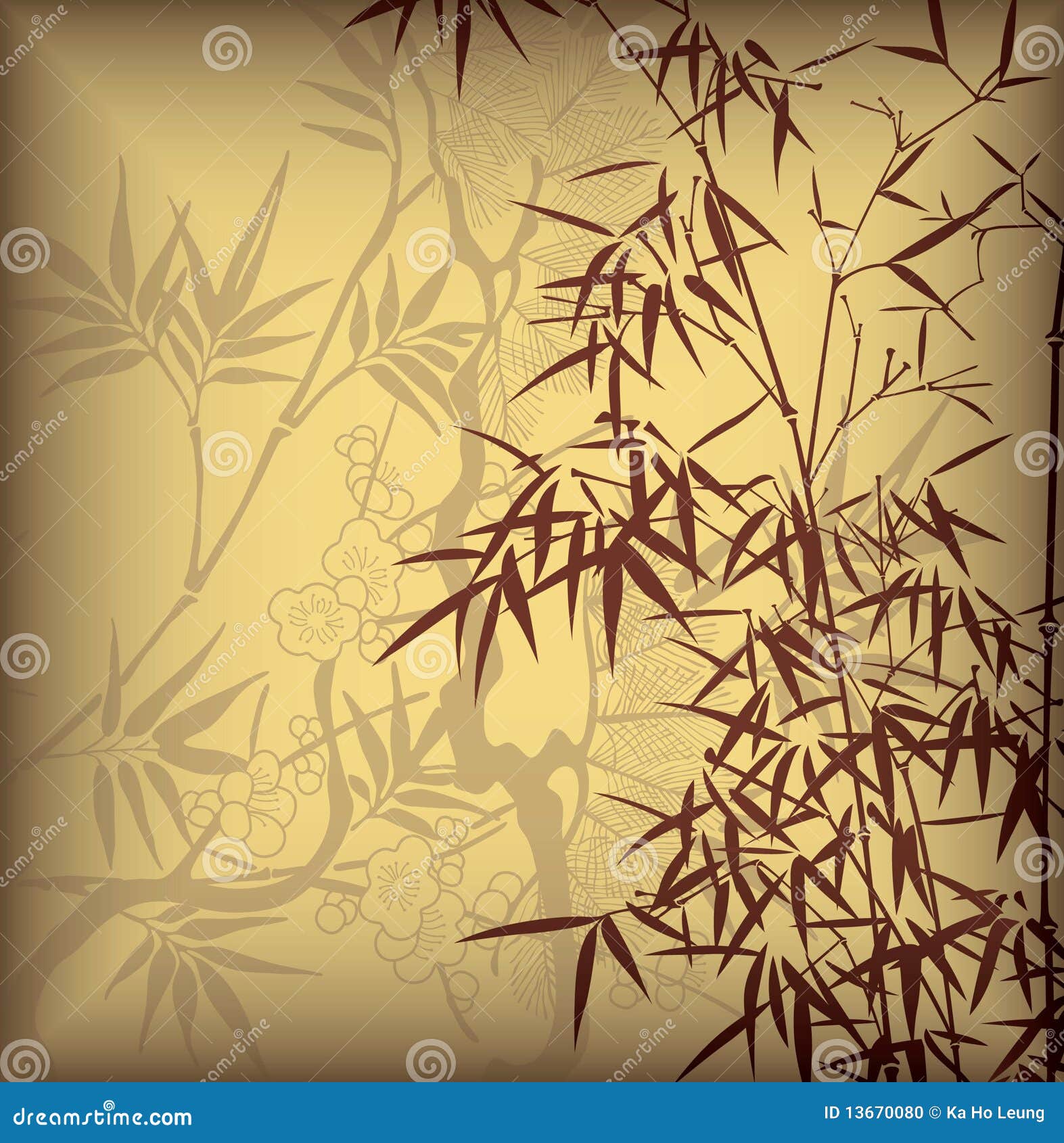 Bamboo With Leaf Illustration. Asian Bambu Zen Plants Background Web ...