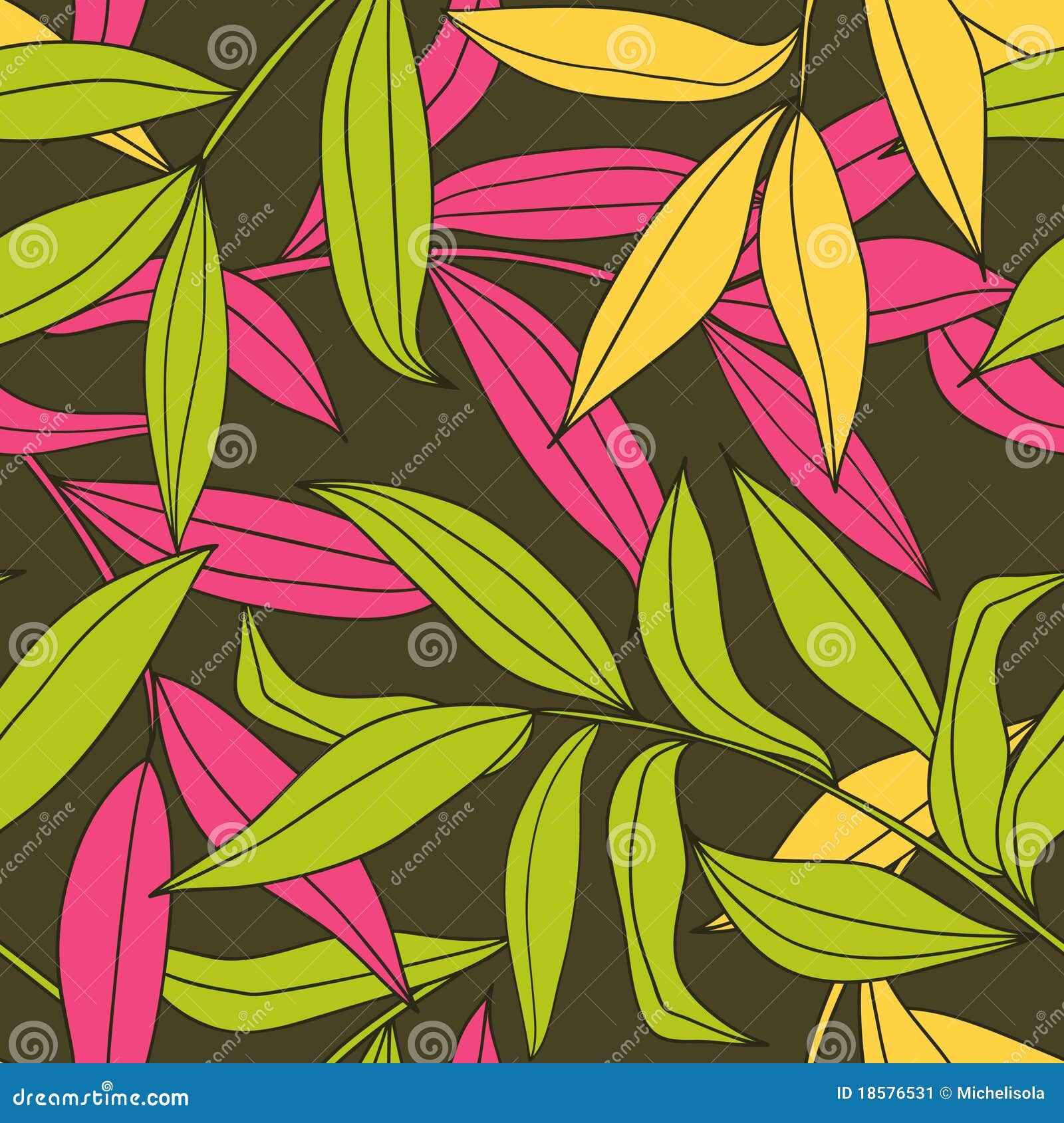 Bamboo Leaves Seamless Pattern Stock Vector - Illustration of spring ...