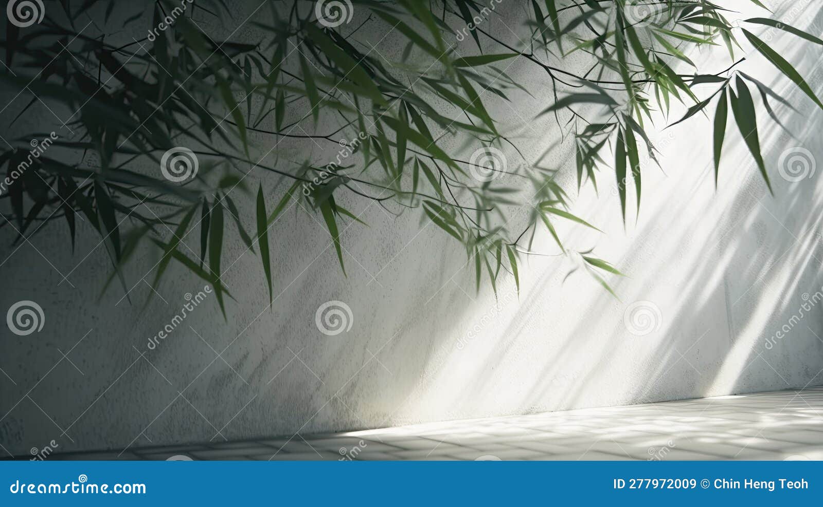 Bamboo Leaves Shadow on White Concrete Wall. Generative AI Stock ...