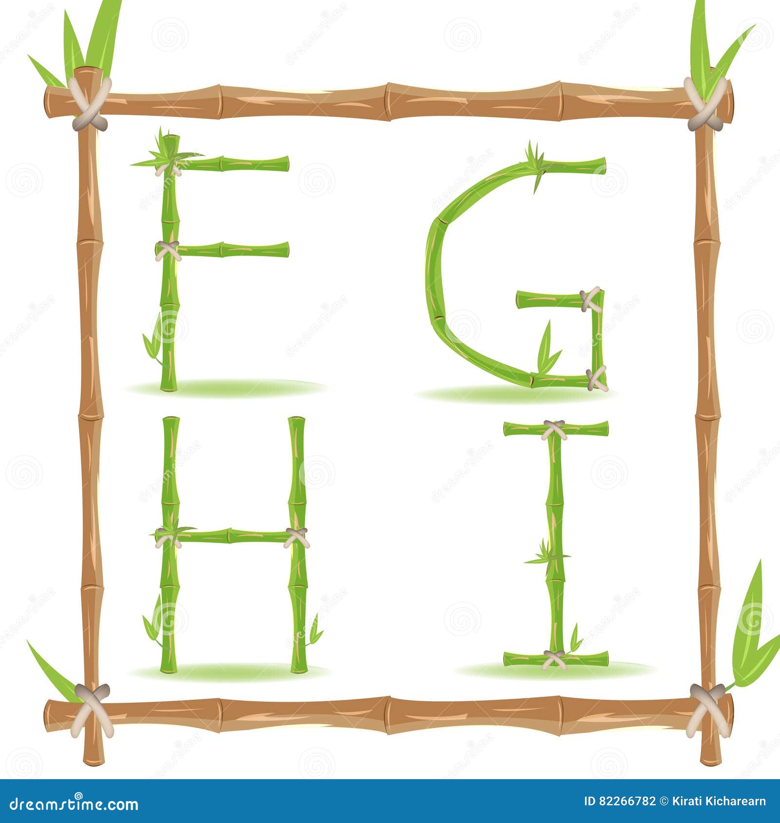 Bamboo Letter Alphabet Green Set B Vector Stock Illustration ...