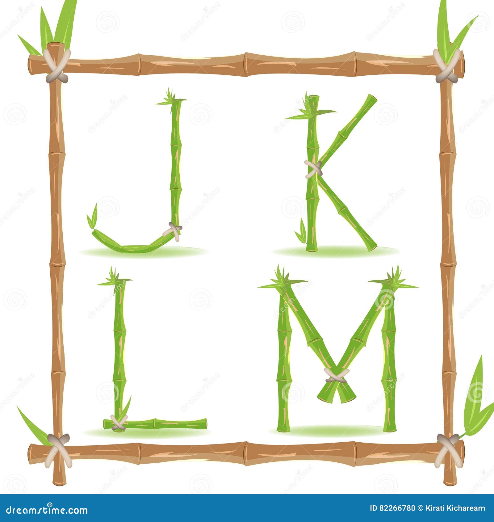 Bamboo Letter Alphabet Green Set C Vector Stock Vector - Illustration ...