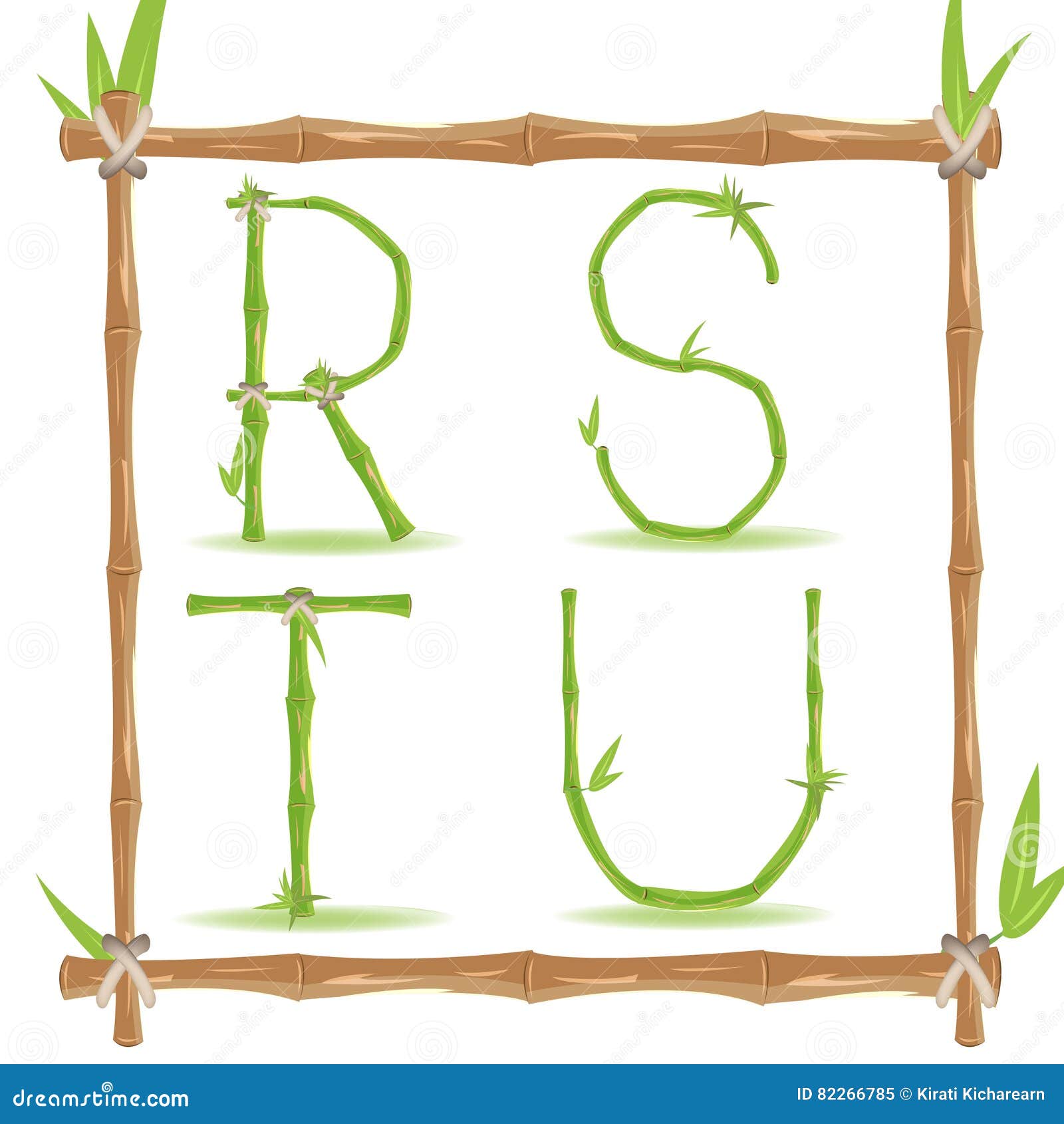Bamboo Letter Alphabet Green Set E Vector Stock Illustration ...