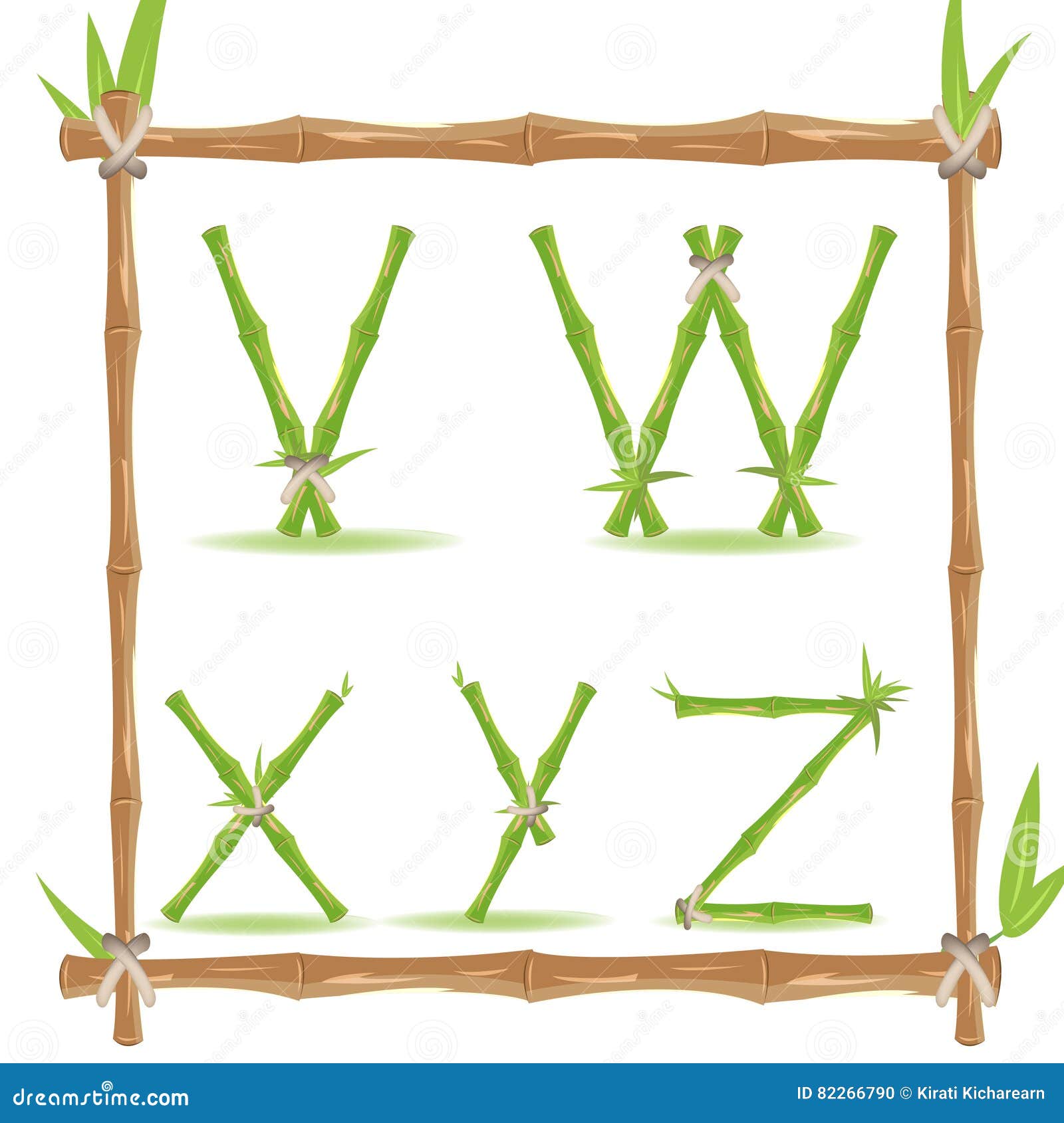 Bamboo Letter Alphabet Green Set F Vector Stock Illustration ...