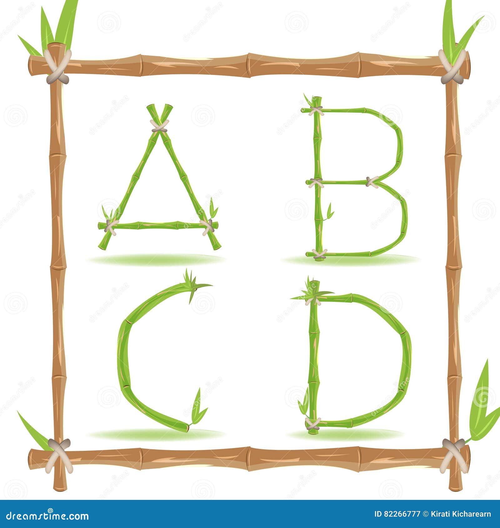 Bamboo Letter Alphabet Green Set a Vector Stock Illustration ...
