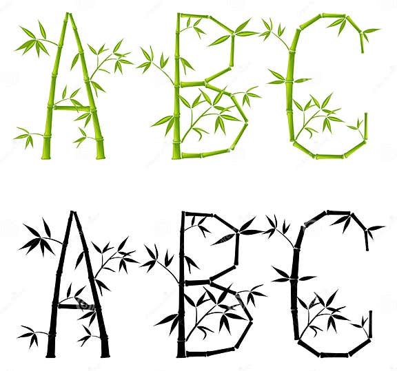 Bamboo Letters, Set, (mesh) Stock Vector - Illustration of background ...
