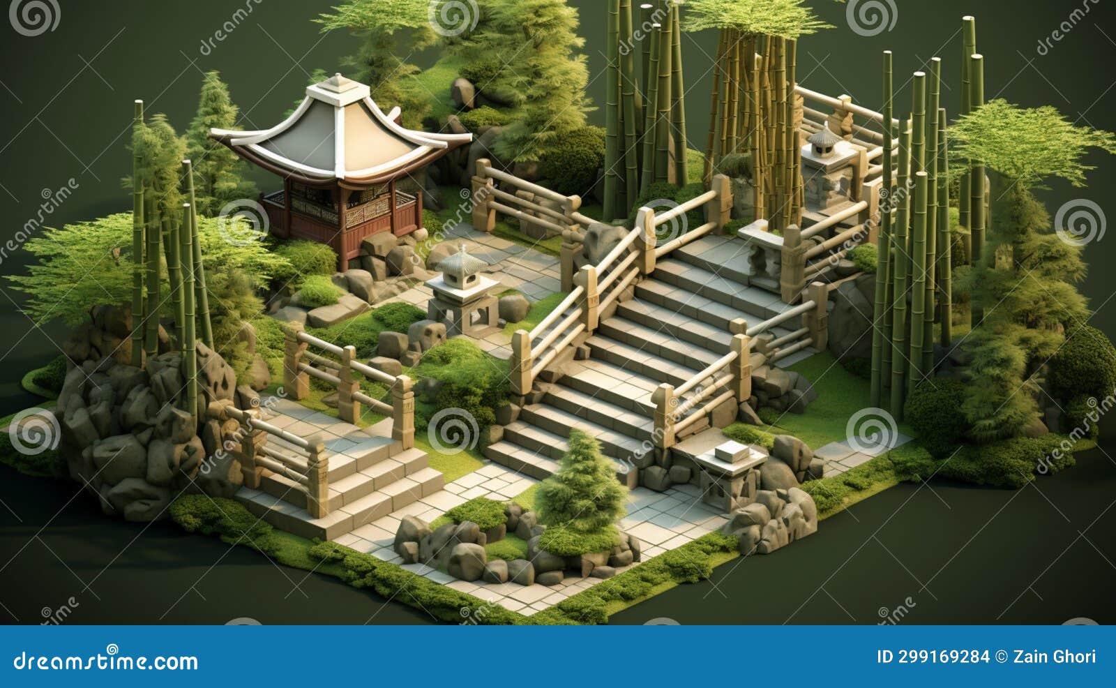 Bamboo-lined Path Winding through a Quiet, Zen Garden, Inviting ...