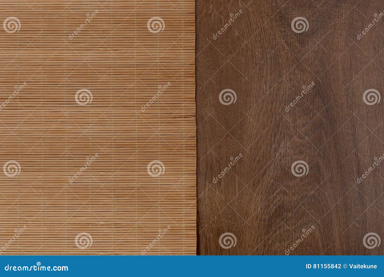 Bamboo Mat on Wooden Table. Top View. Stock Photo - Image of background ...