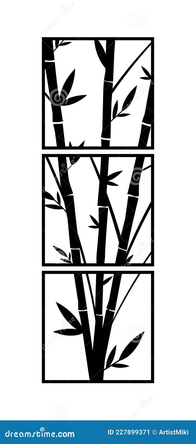 Bamboo Illustration in Metal Cut Square, Vector Stock Vector ...