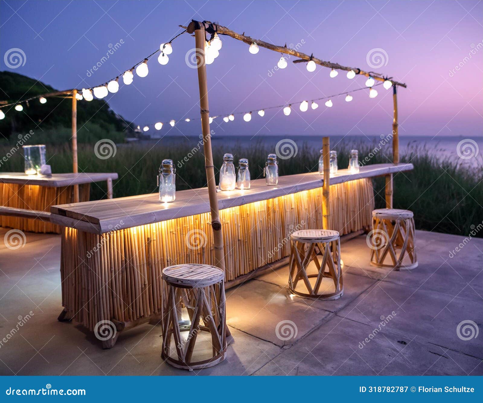 Bamboo Outdoor Bar With Lights Stock Photography | CartoonDealer.com ...