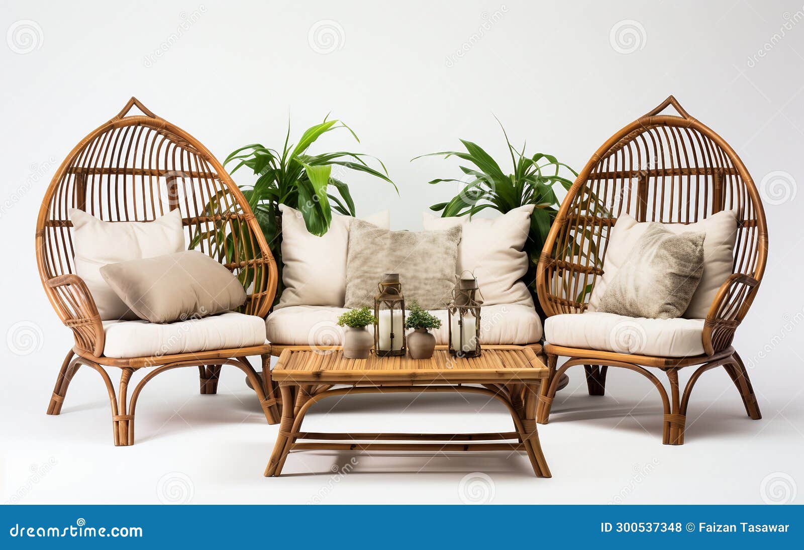 Bamboo Outdoor Lounge Set on a Transparent Background -Generative Ai ...